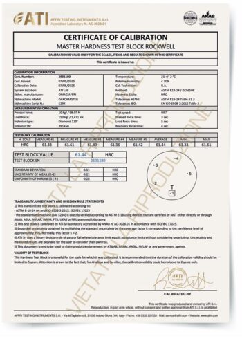 Certified Hardness Test Blocks | Rockwell, Vickers, Brinell